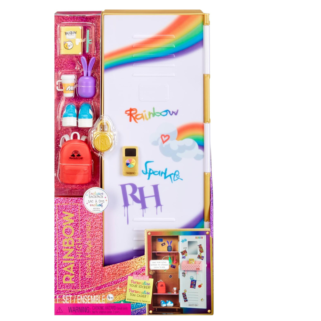 Rainbow High Design & Style Locker Playset with Shelves, Hangers, Acce ...