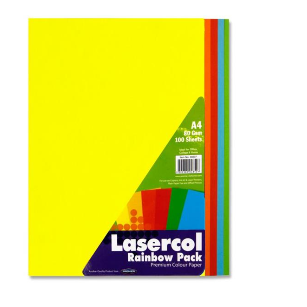 Lasercol A4 80gsm Colour Paper 100 Sheets - Rainbow – Mulveys.ie