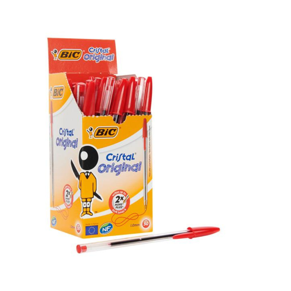 Bic Box 50 Cristal Original Ballpoint Pens - Red – Mulveys.ie